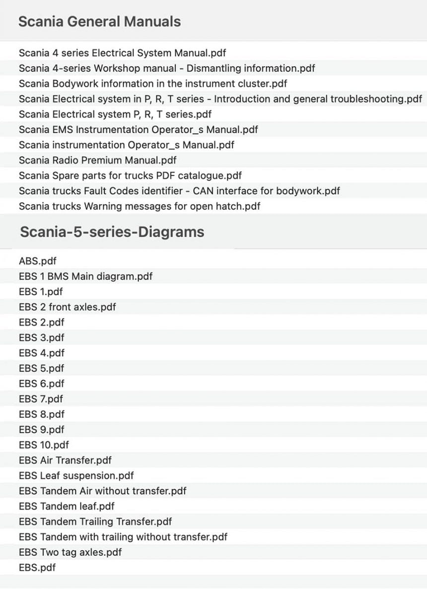Scania Trucks Workshop Repair Manuals & Spares Catalogue - Auto Tools SA