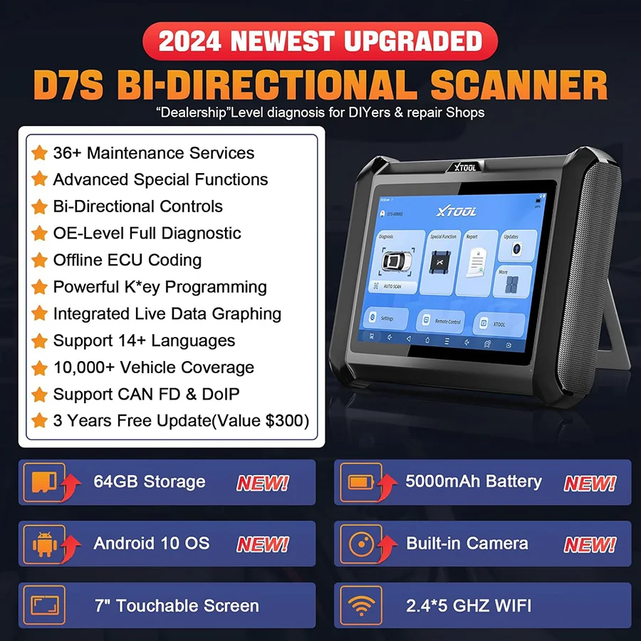 XTOOL D7S Bi-Directional All System Diagnostics Scanner (2024 NEW ...